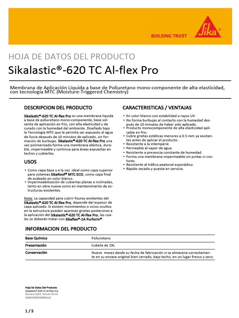 Membrana Impermeable Sikalastic®-620 TC | PDF | Materiales