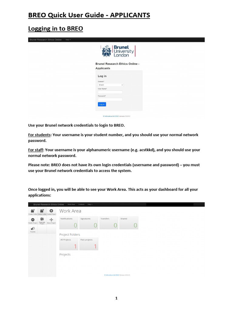 BREO Applicant Quick Guide | PDF | Login | User (Computing)