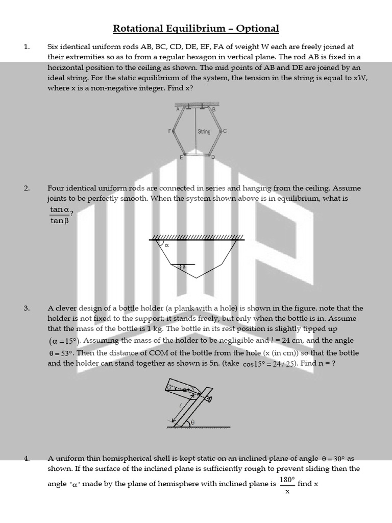 Rotational Equilibrium Test WWP | PDF | Friction | Mass