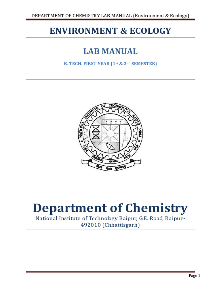 Ecology Lab Manual for B. Tech Students | PDF | Titration | Chemistry