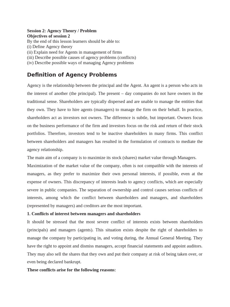 Understanding Agency Problems in Firms | PDF | Bonds (Finance) | Debt