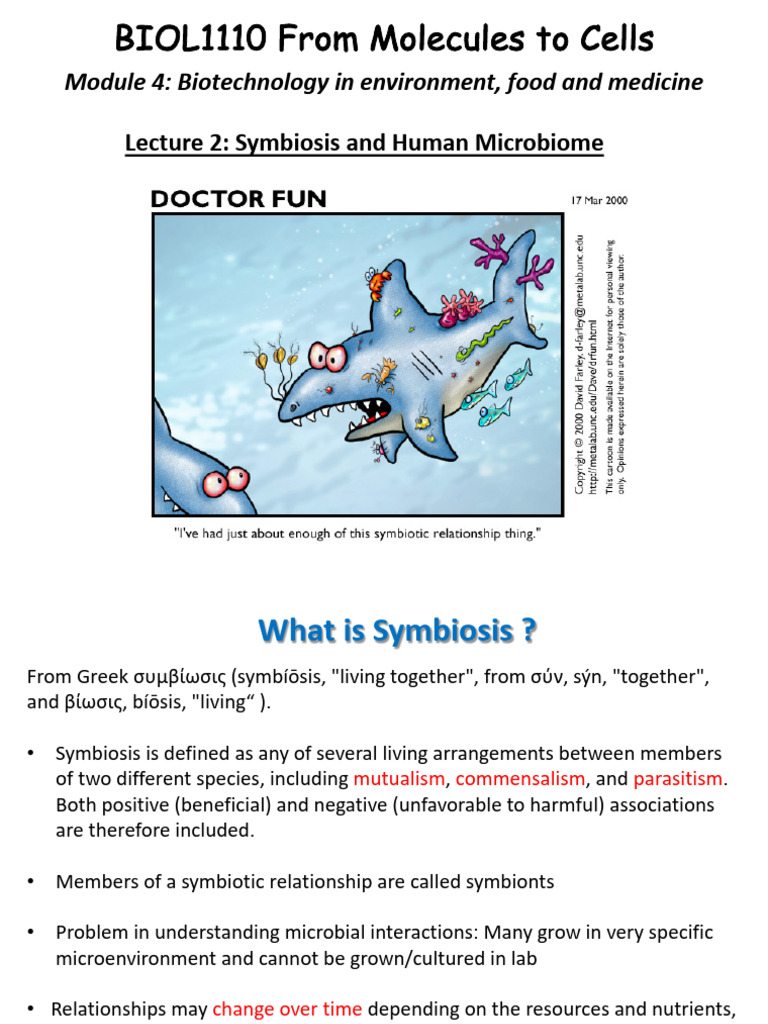 M4 Lecture 2 Symbiosis and Human Microbiome | PDF | Symbiosis | Eukaryotes