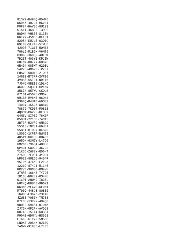 Unique Code List for Reference | PDF