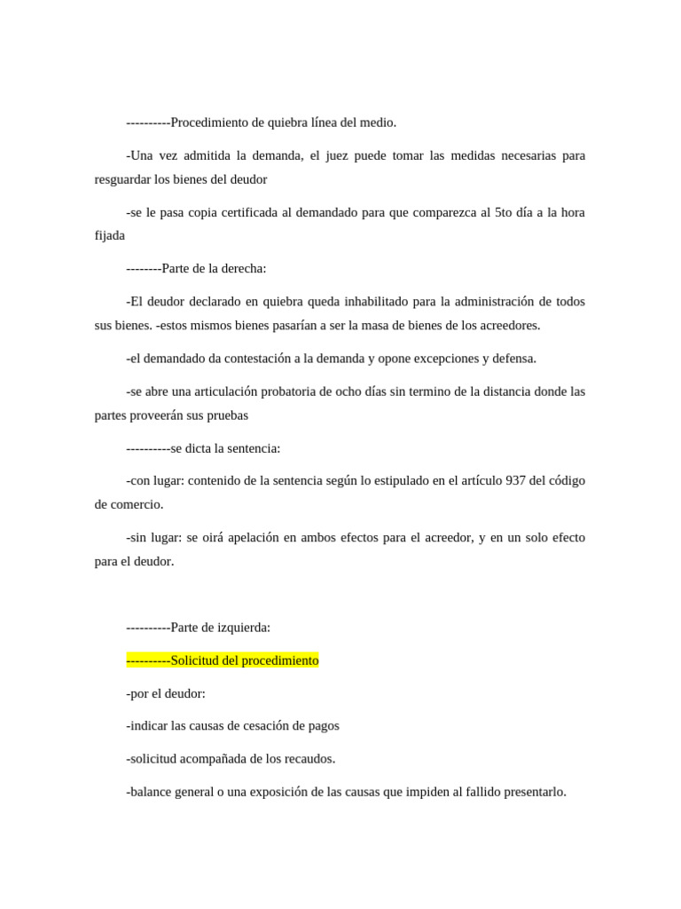 Procedimiento de Quiebra | PDF | Bancarrota | Demanda judicial