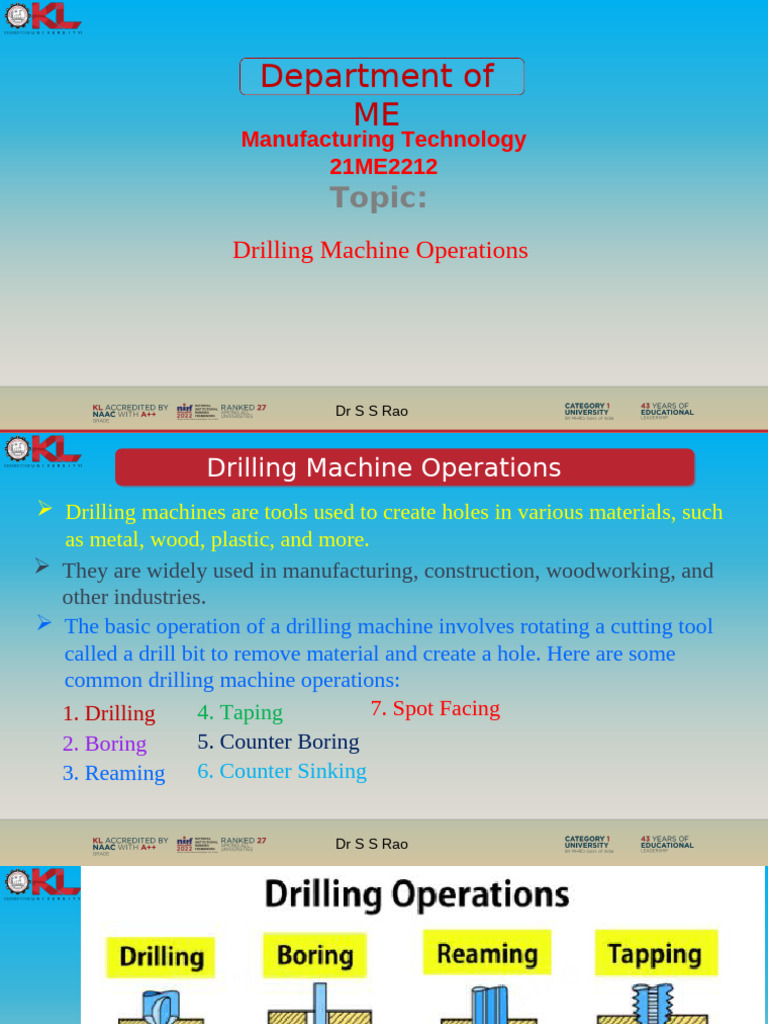 Drilling Machine Operations | PDF | Drilling | Drill