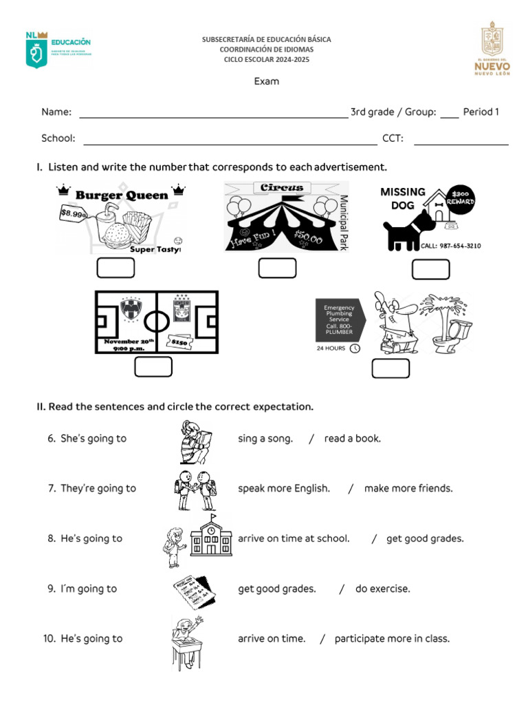3rd Grade Exam Period 1 | PDF | Arte