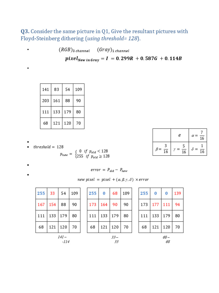 Floyd-Steinberg Dithering Explained | PDF | Vision | Image Processing