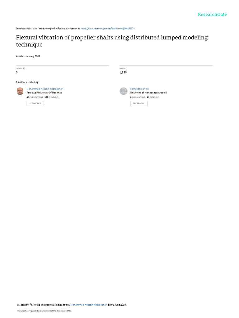 Flexural Vibration of Propeller Shafts Using Distr | PDF | Finite Element Method | Beam (Structure)