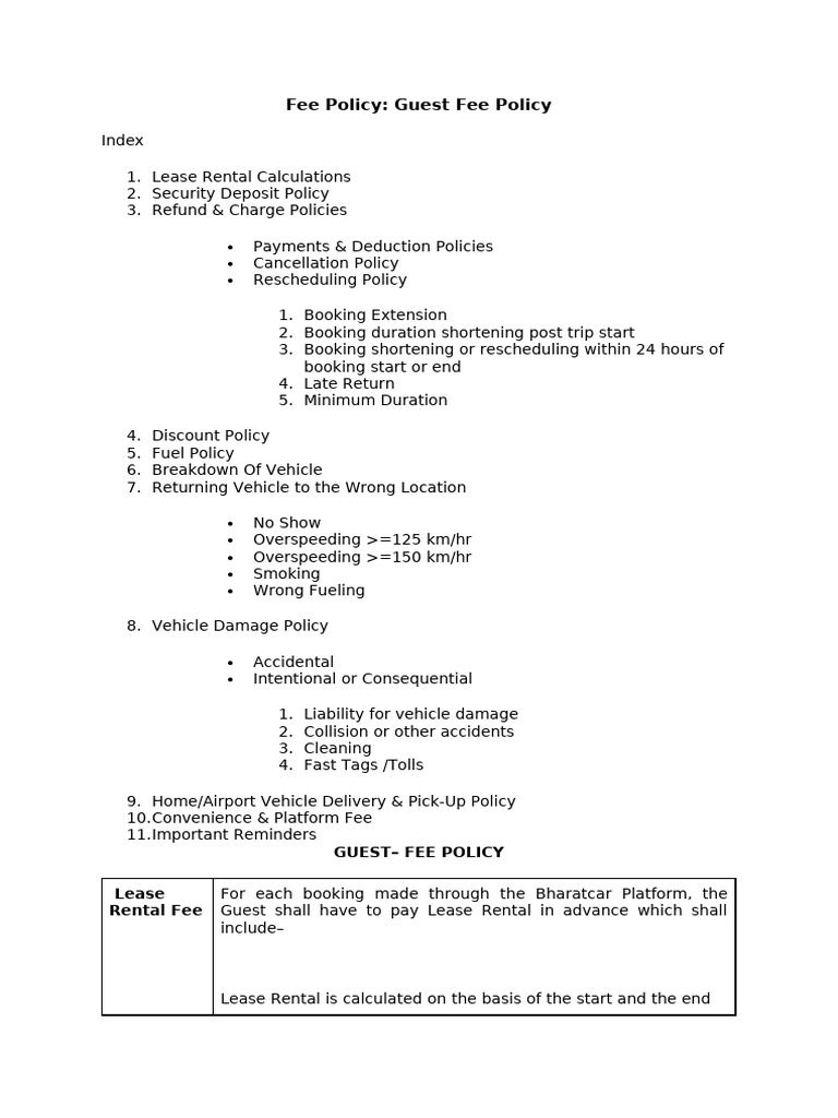 Fee Policy | PDF | Lease | Legal Liability