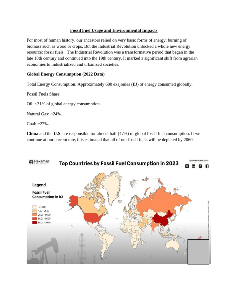 Fossil Fuel Usage and Environmental Impacts | PDF | Fossil Fuels | Fuels