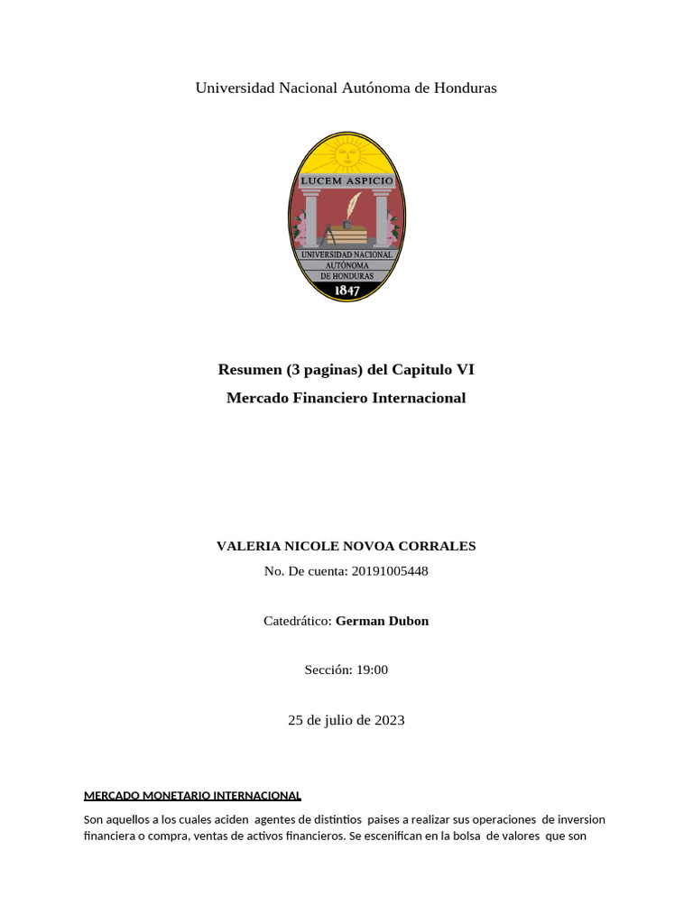 Resumen 3 Paginas Cap 6 | PDF | Mercado de divisas | Moneda