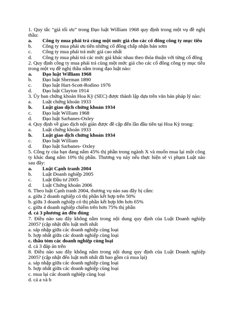 Cau Trac Nghiem C2 Q | PDF