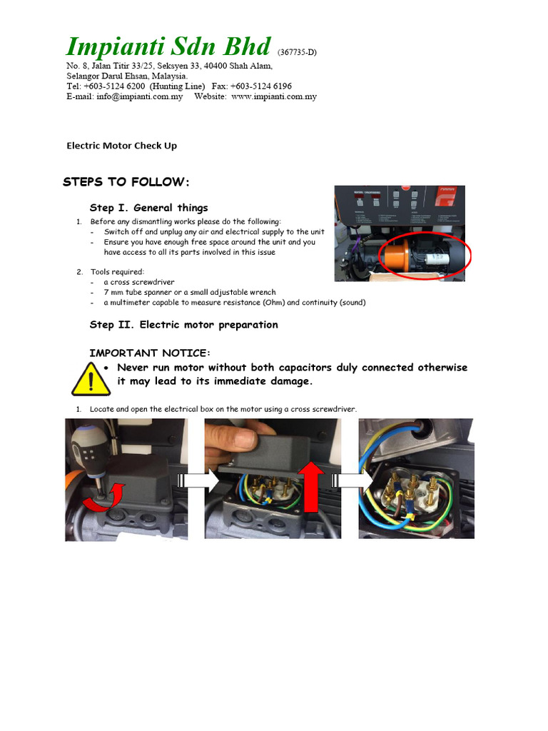 Electric Motor Check-Up Guide | PDF | Electric Power | Equipment