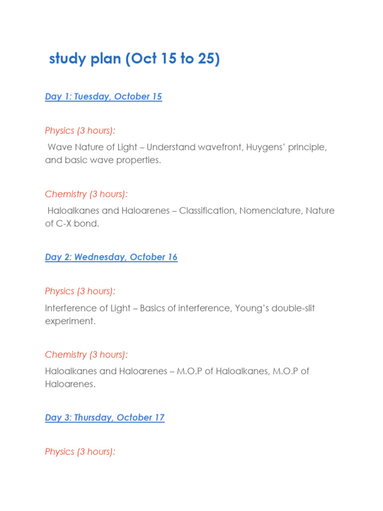 Intensive Study Plan for Students | PDF | Chemistry | Chemical Kinetics