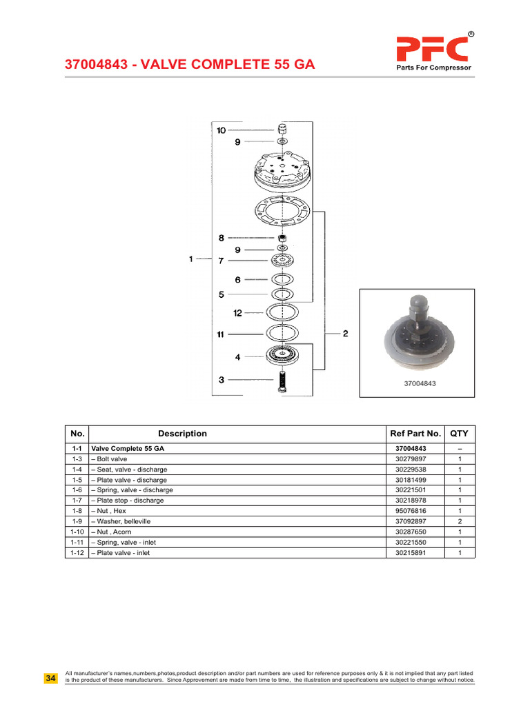 Valve Complete 55 GA Parts List | PDF | Metalworking | Mechanical ...