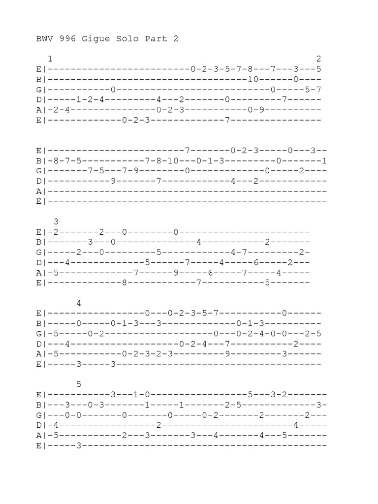 BWV 996 Gigue Solo Guitar p2 | PDF | Home & Garden | Technology ...