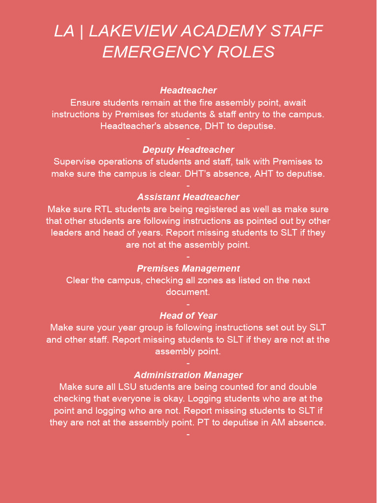 Staff Emergency Roles | PDF