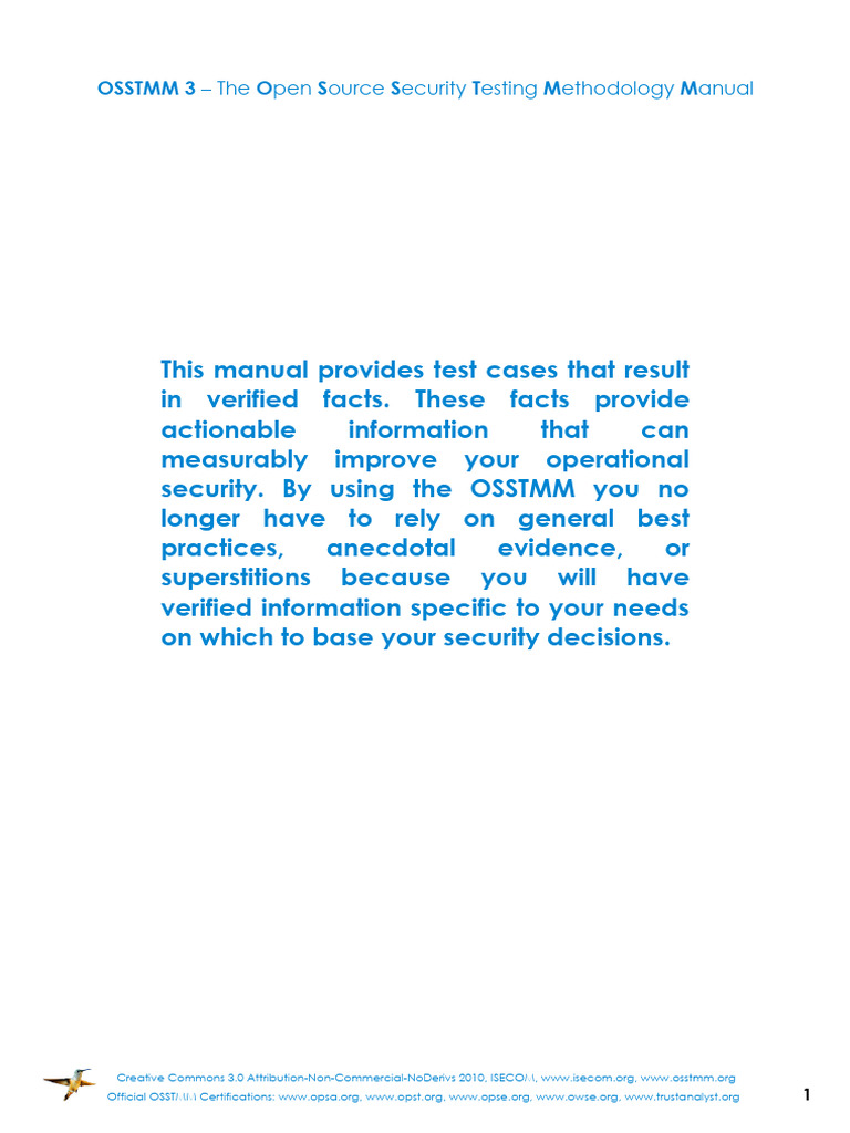 Osstmm.3 3 4 | PDF | Methodology | Risk