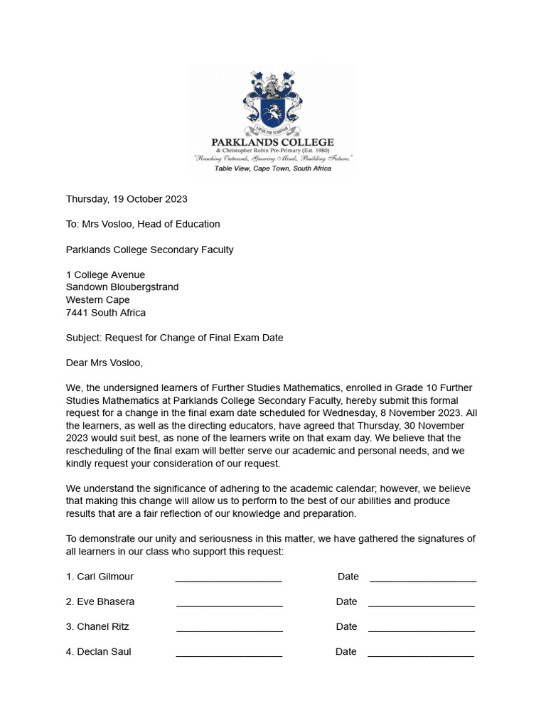 (FINAL) Request For FS Maths Exam | PDF