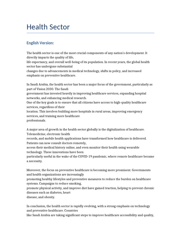 Health Sector | PDF