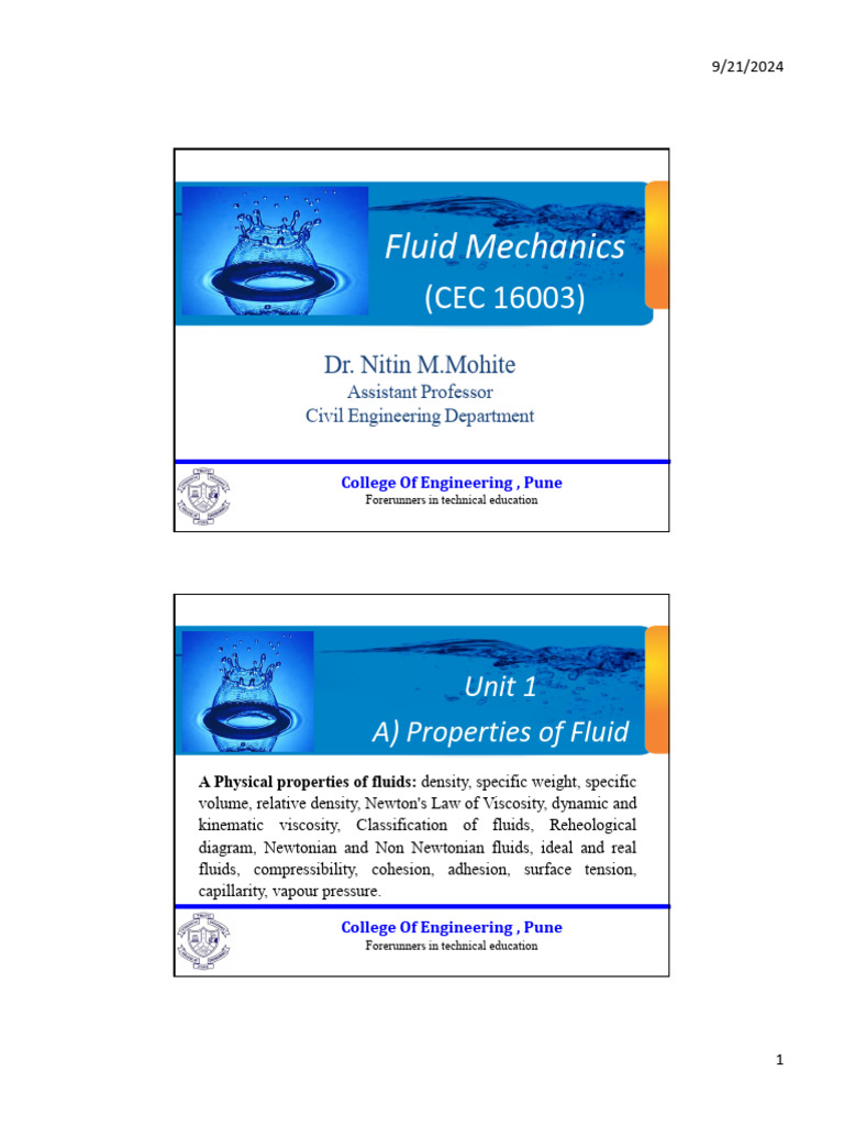Viscosity and Density in Fluid Mechanics | PDF | Viscosity | Gases
