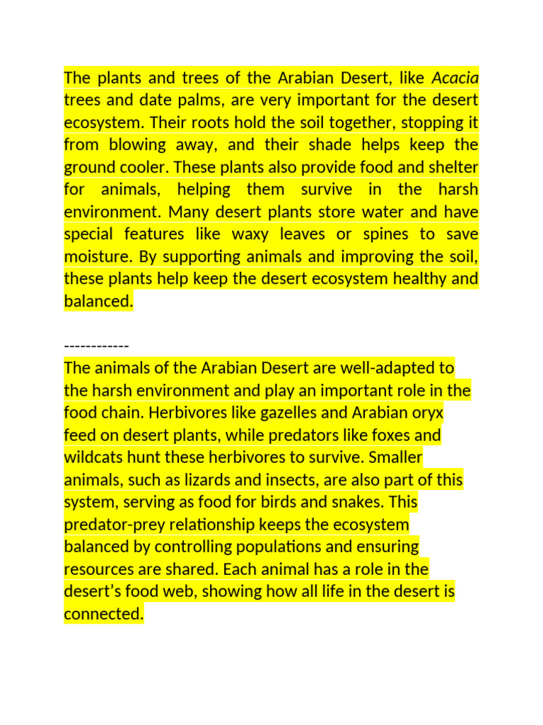 The Plants and Trees of The Arabian Desert | PDF