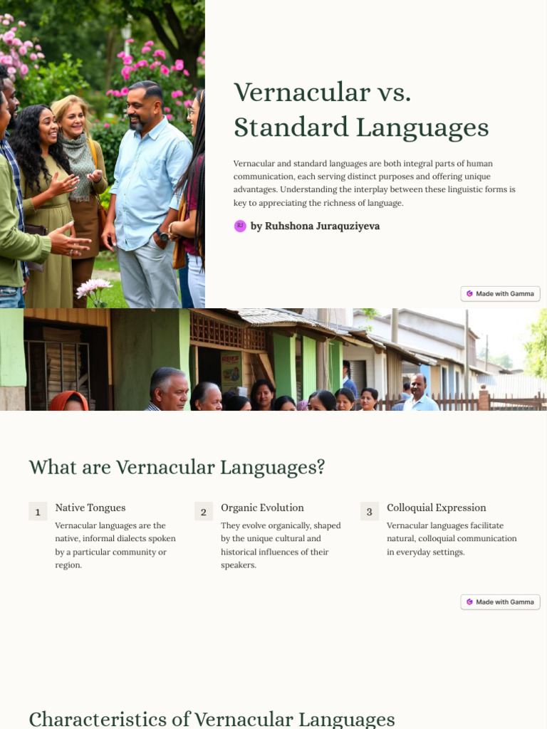 Vernacular Vs Standard Languages | PDF | Linguistics | Communication