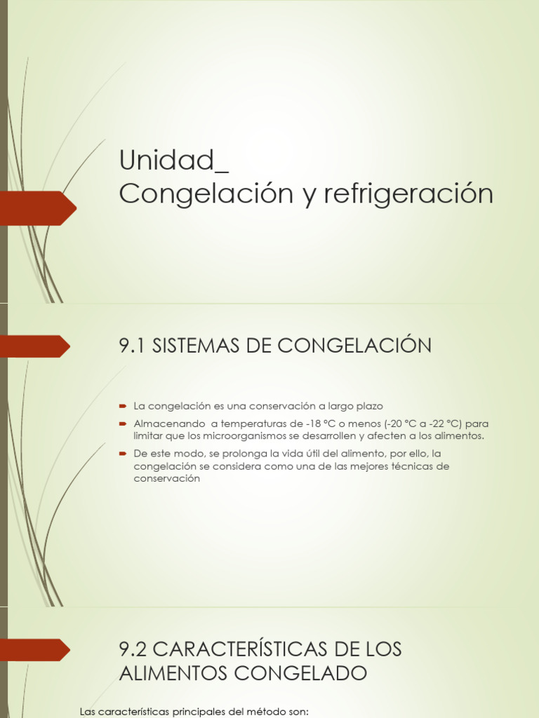 Congelación y almacenamiento de alimentos | PDF | Alimentos | Química