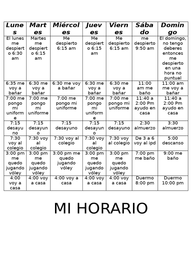 Mi Horario | PDF