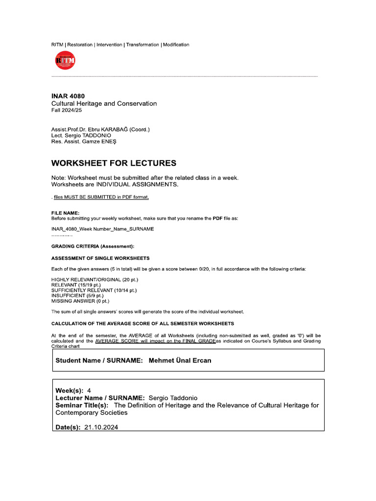 INAR4080 W4 WorkSheet M.U.Ercan | PDF