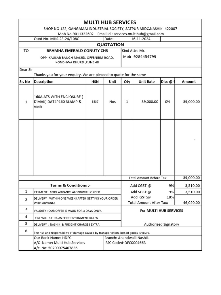 108c-Quotation - Ats | PDF