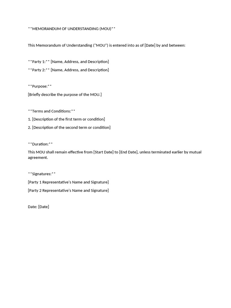 MOU Agreement Terms and Duration | PDF
