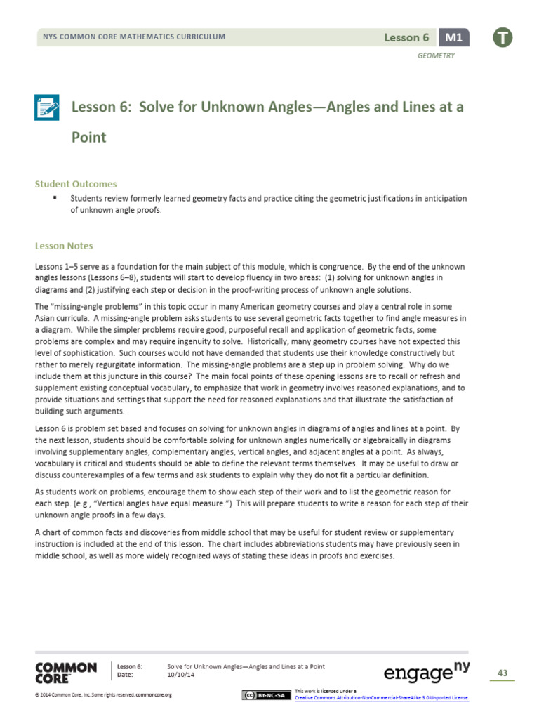 Geometry m1 Topic B Lesson 6 Teacher | PDF | Triangle | Line (Geometry)