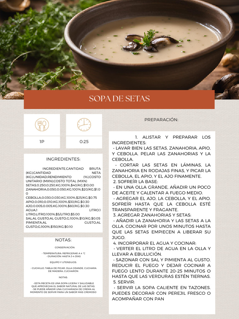 Ficha Receta Aesthetic Minimalista Cuadros Beige PDF | PDF | Sopa ...