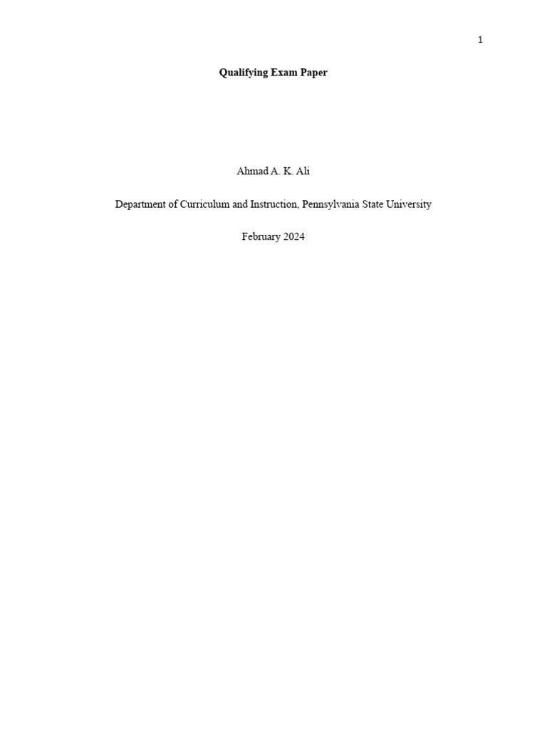 Qualifying Exam Paper - Ahmad Ali | PDF | Pedagogy | Multilingualism