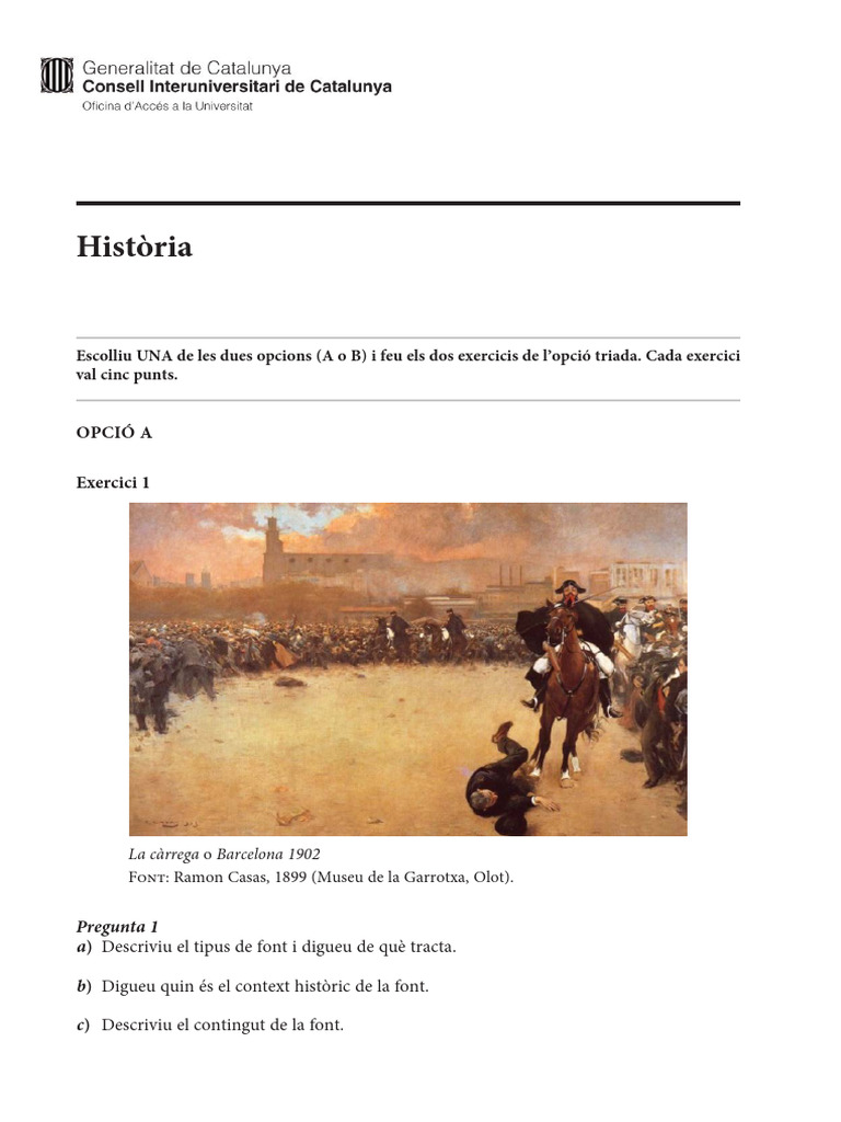 Examen Historia de España de Cataluña (Ordinaria de 2016) | PDF