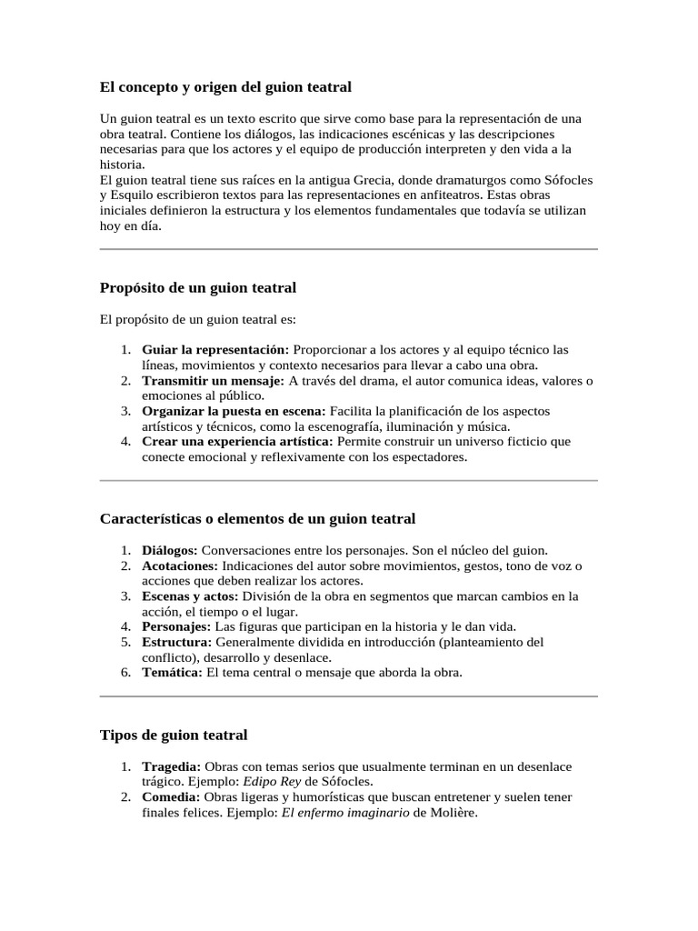 Concepto del guion teatral | PDF | Teatro | Perú