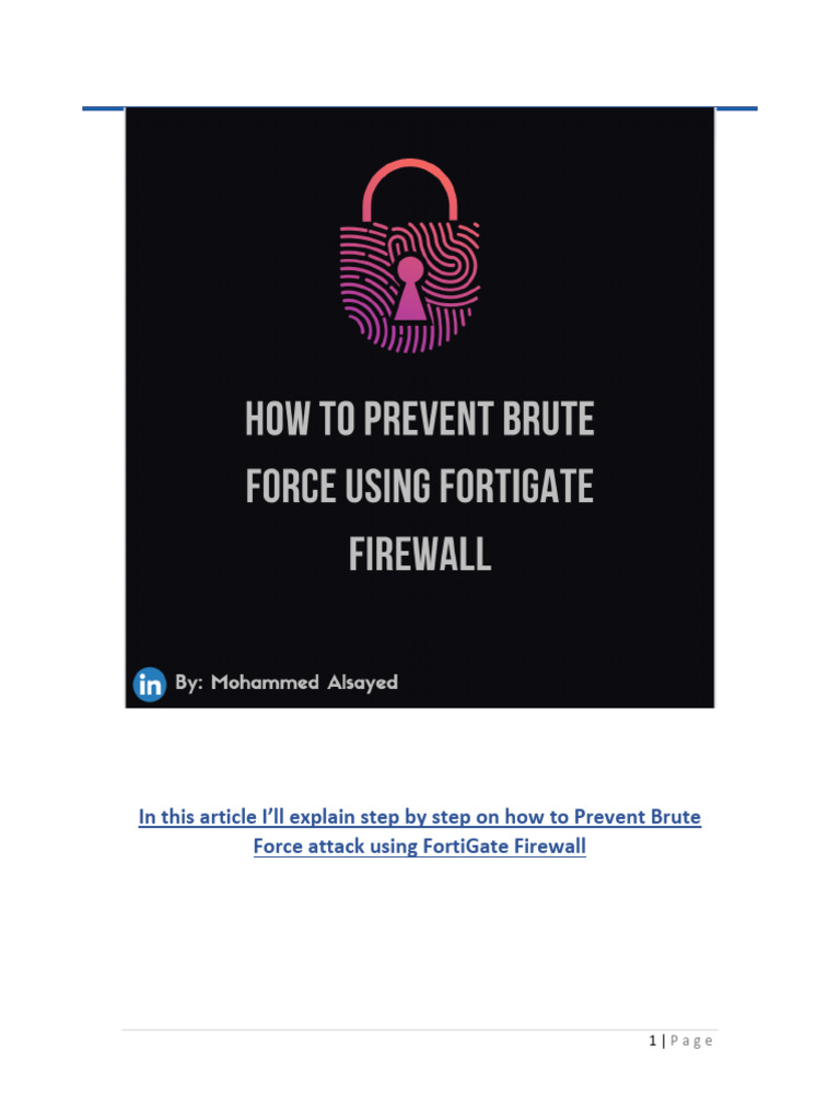 How To Prevent Brute Force Attack Using FortiGate Firewall | PDF ...