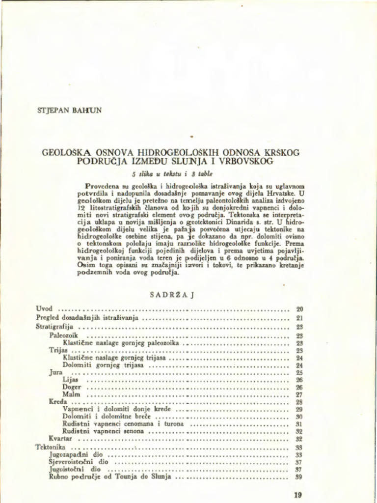 1968 - Bahun - 303 Geološka Osnova Nekih Pojava U Dinarskom Kršu | PDF