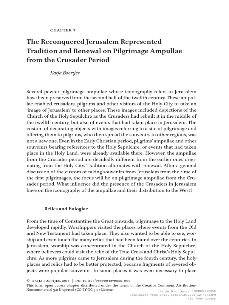 Crusader Pilgrimage Ampullae of Jerusalem | PDF | Jesus | Relic