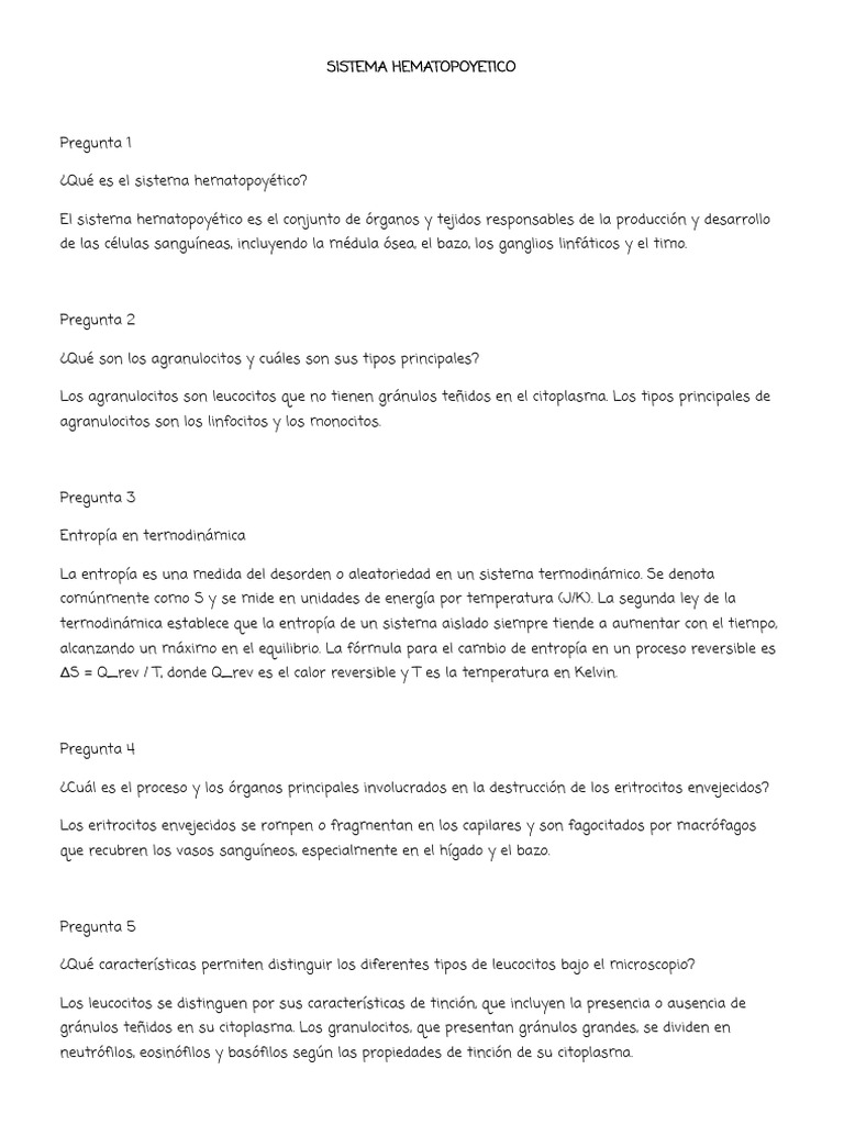 SISTEMA HEMATOP-WPS Office | PDF | Sangre | Leucocito