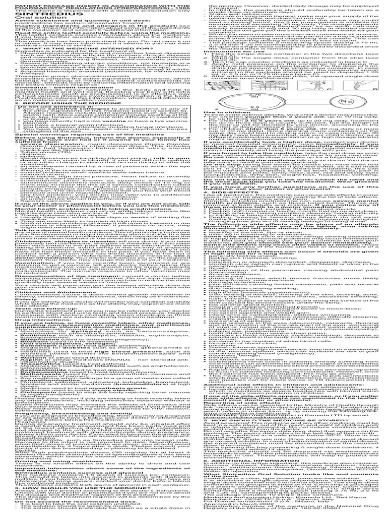 Sintredius 1mg ML - OralSolution - PIL - 01 2023 ENG - Cleaned | PDF