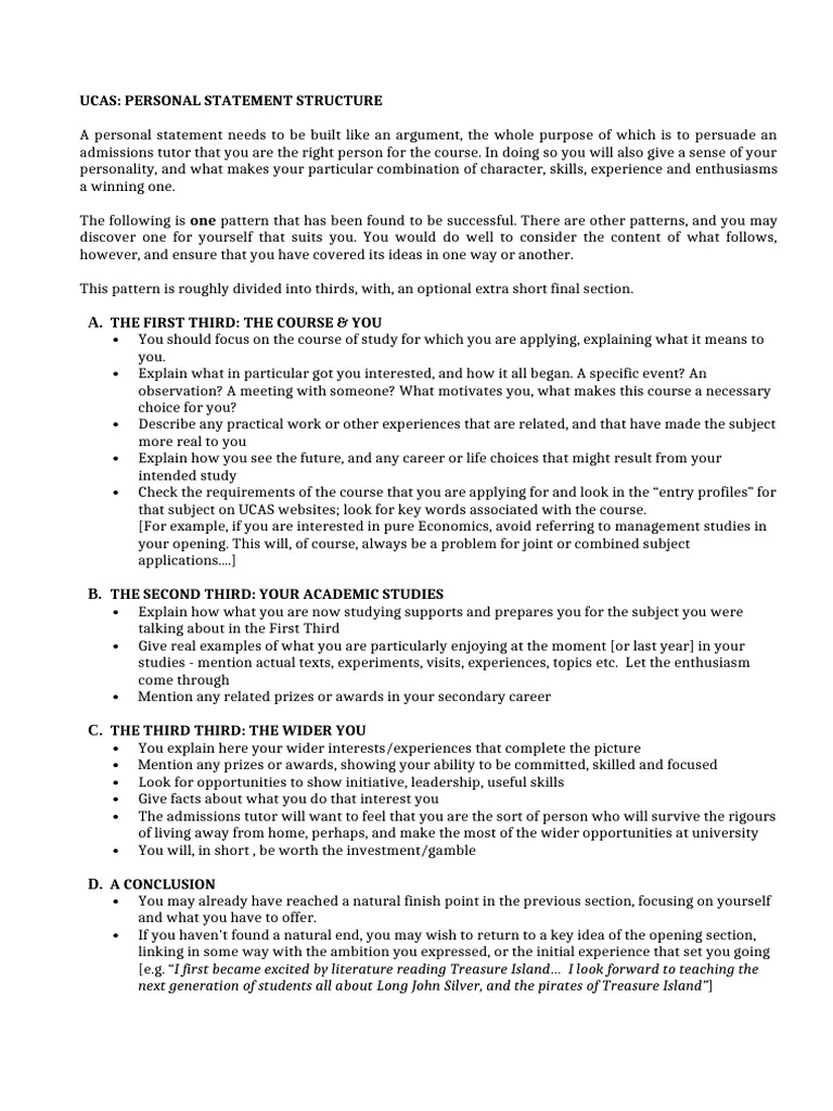 Personal Statement Structure | PDF