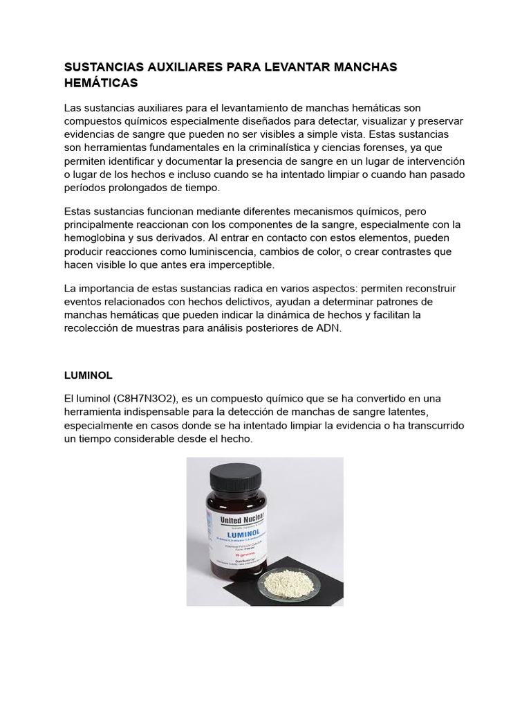 Manchas Hematicas | PDF | Compuestos químicos | Sustancias químicas