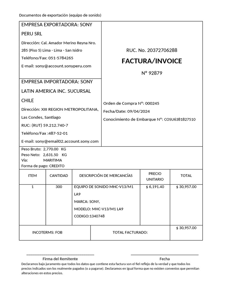 Documentos de Exportación | PDF | Guía de carga