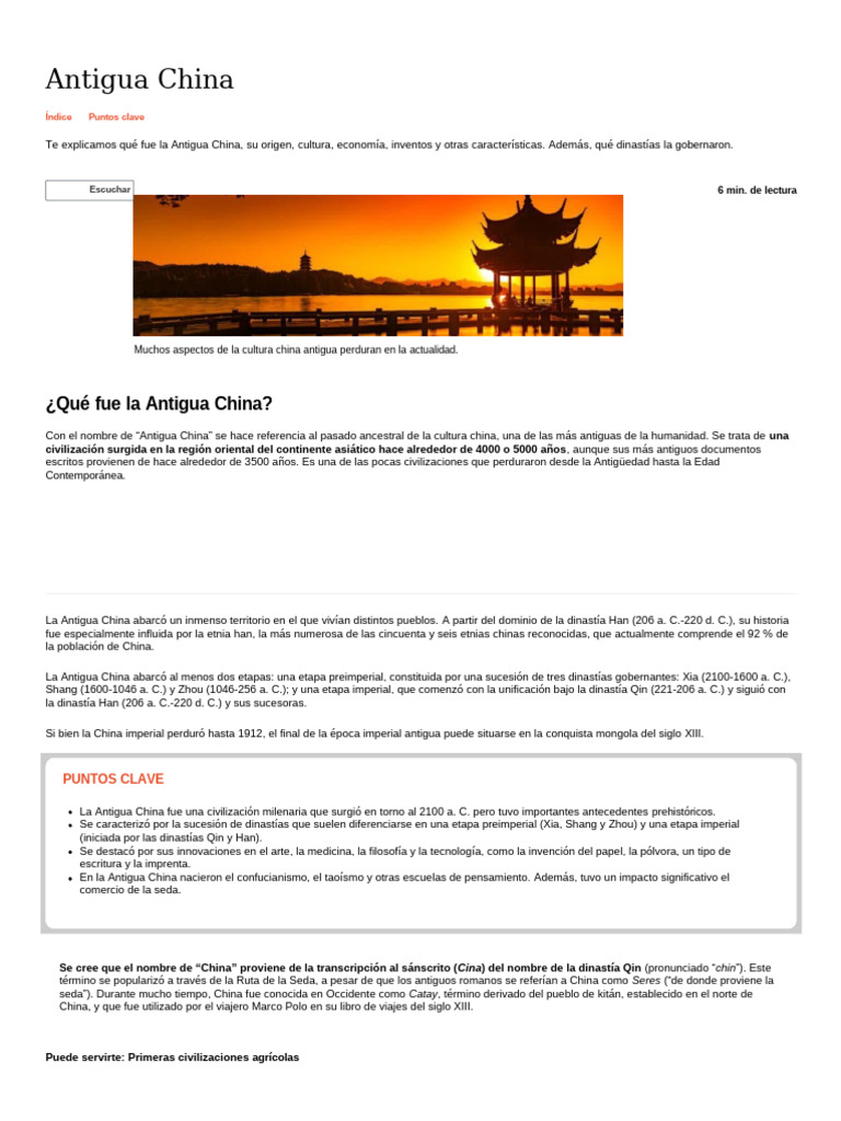 Historia y Dinastías de la Antigua China | PDF | Historia de china | China