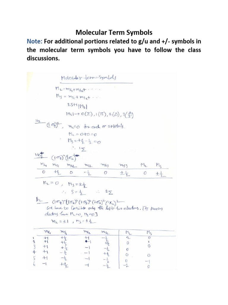 Some Portions-Molecular Term Symbols | PDF