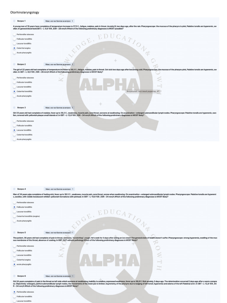 Alpha Q, ENT MCQs 2 | PDF | Self-Improvement