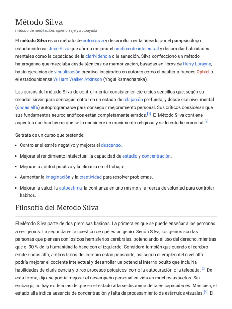Método Silva - Wikipedia, La Enciclopedia Libre | PDF | Ciencia ...