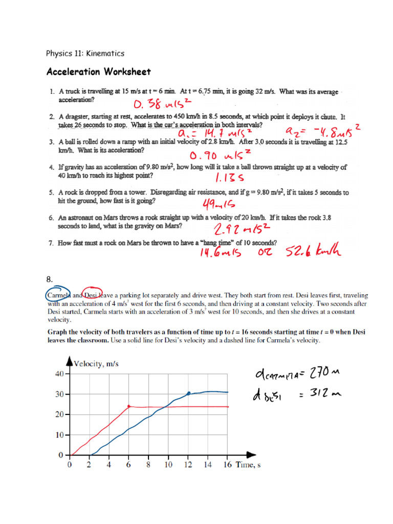 Acceleration Worksheet Key | PDF | Science & Mathematics | Technology ...